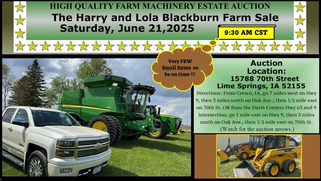 Super Low Hour Equipment Selling on Harry Blackburn Farm Estate Auction ...