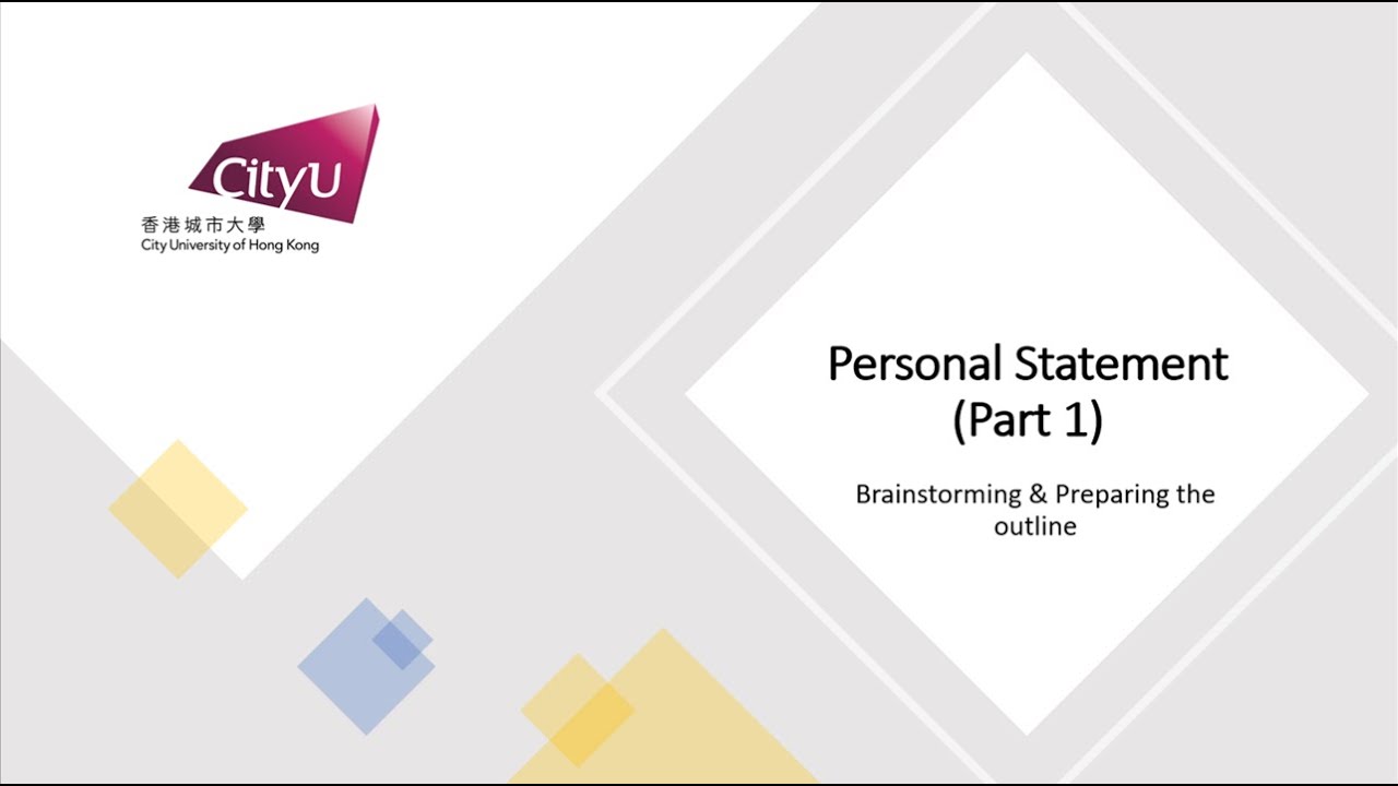 Personal Statement – Part 1 - YouTube