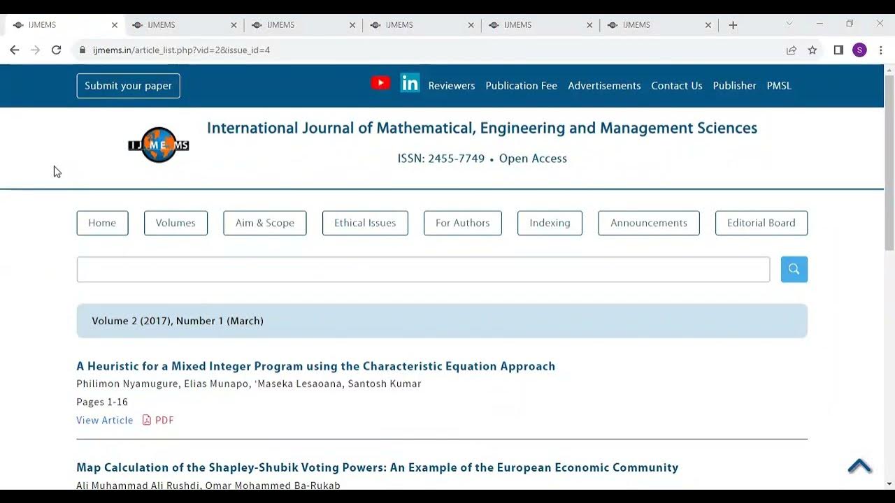 Volume 2, No. 1, 2017, IJMEMS - YouTube