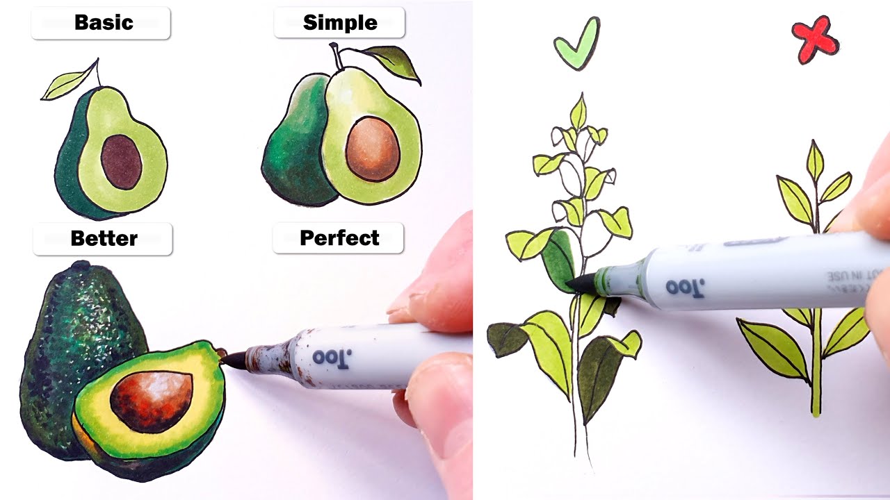 How to Draw - Easy Avocado Art & 3D Drawing Tips - YouTube