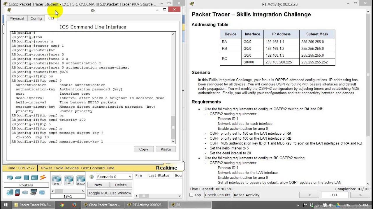 CCNA3 5.3.1.2 Packet Tracer Skills Integration Challenge - YouTube