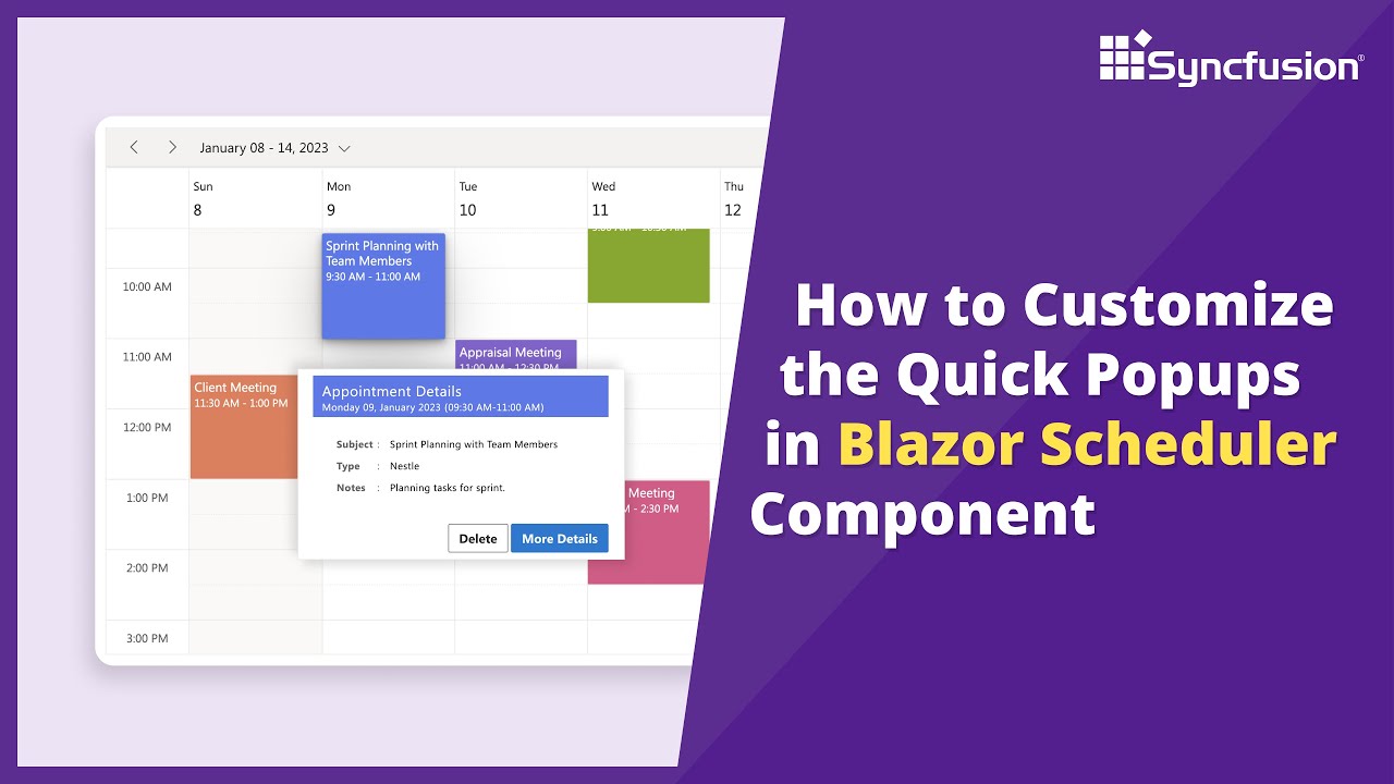 How to Customize the Quick Popups in Blazor Scheduler Component - YouTube