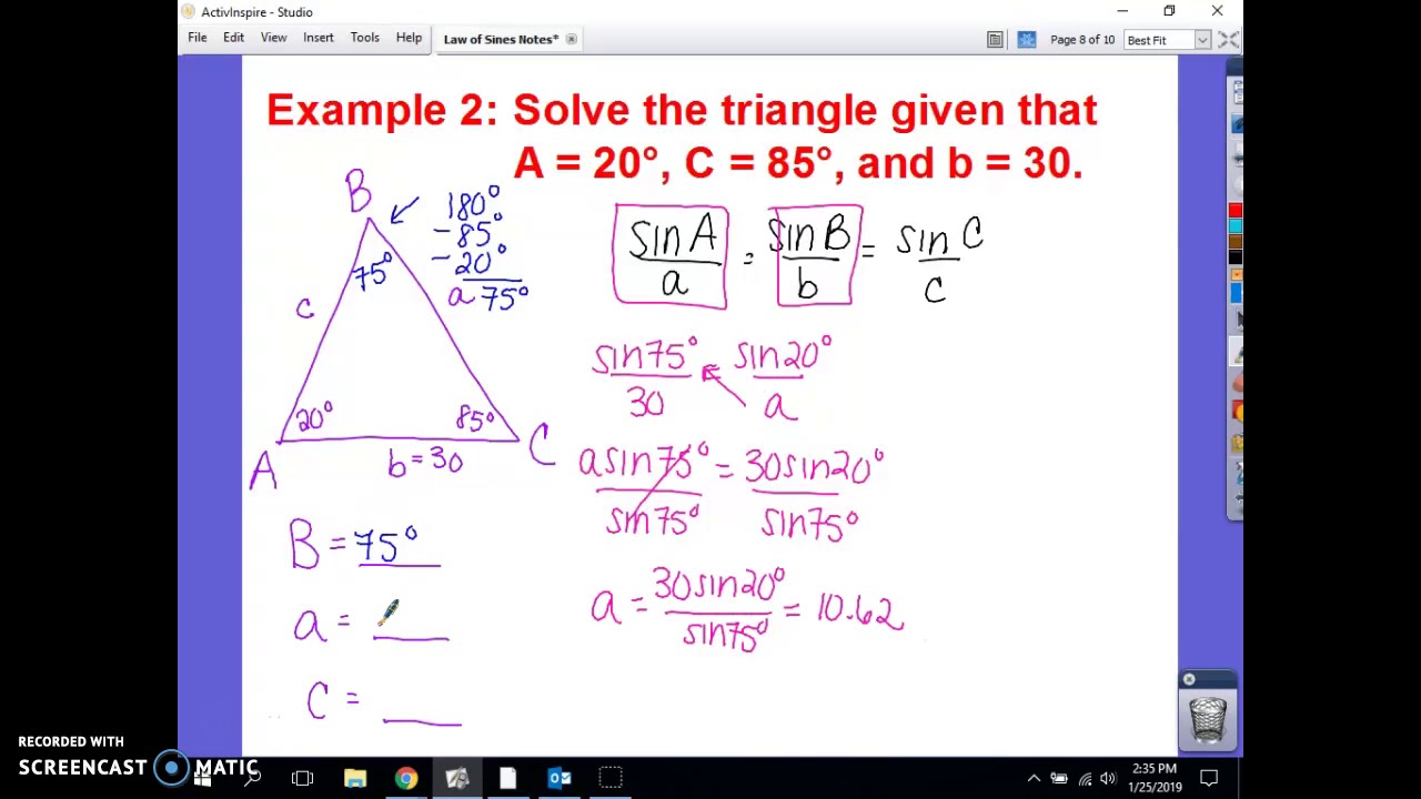 Law of Sines Example - YouTube