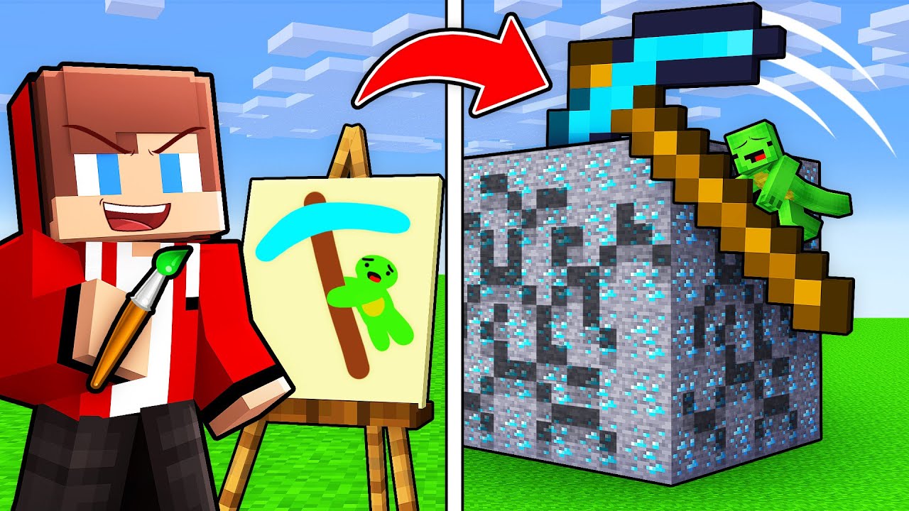 JJ Use DRAWING MOD To Prank Mikey in Minecraft (Maizen) - YouTube