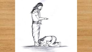 Guru shishya drawing pencil sketch drawing || easy draw... | Doovi