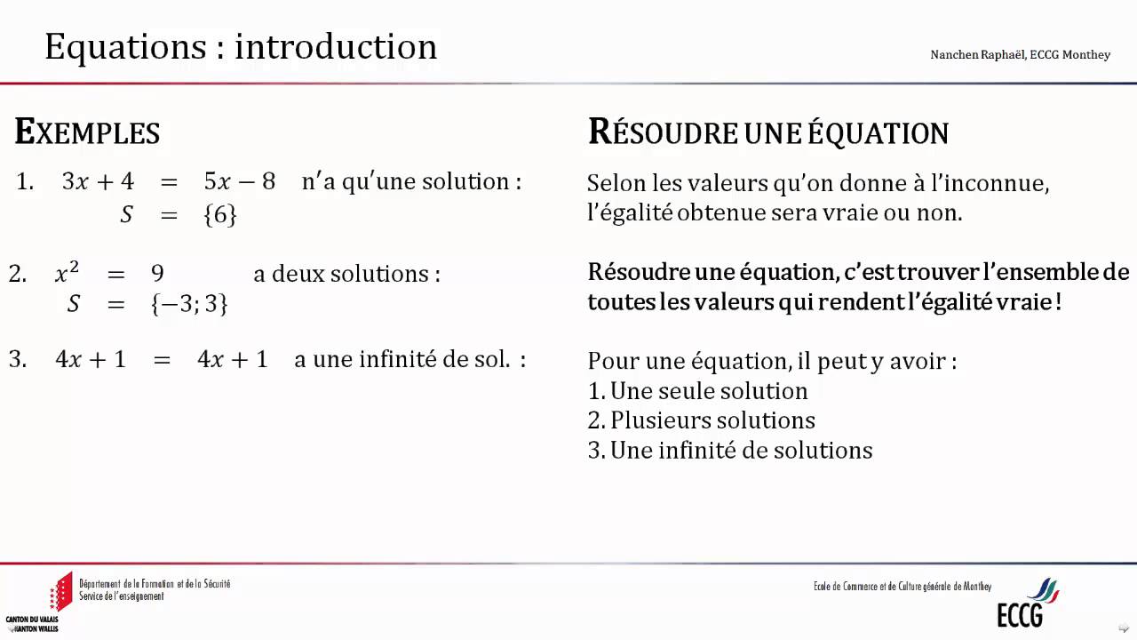 Introduction aux équations - YouTube