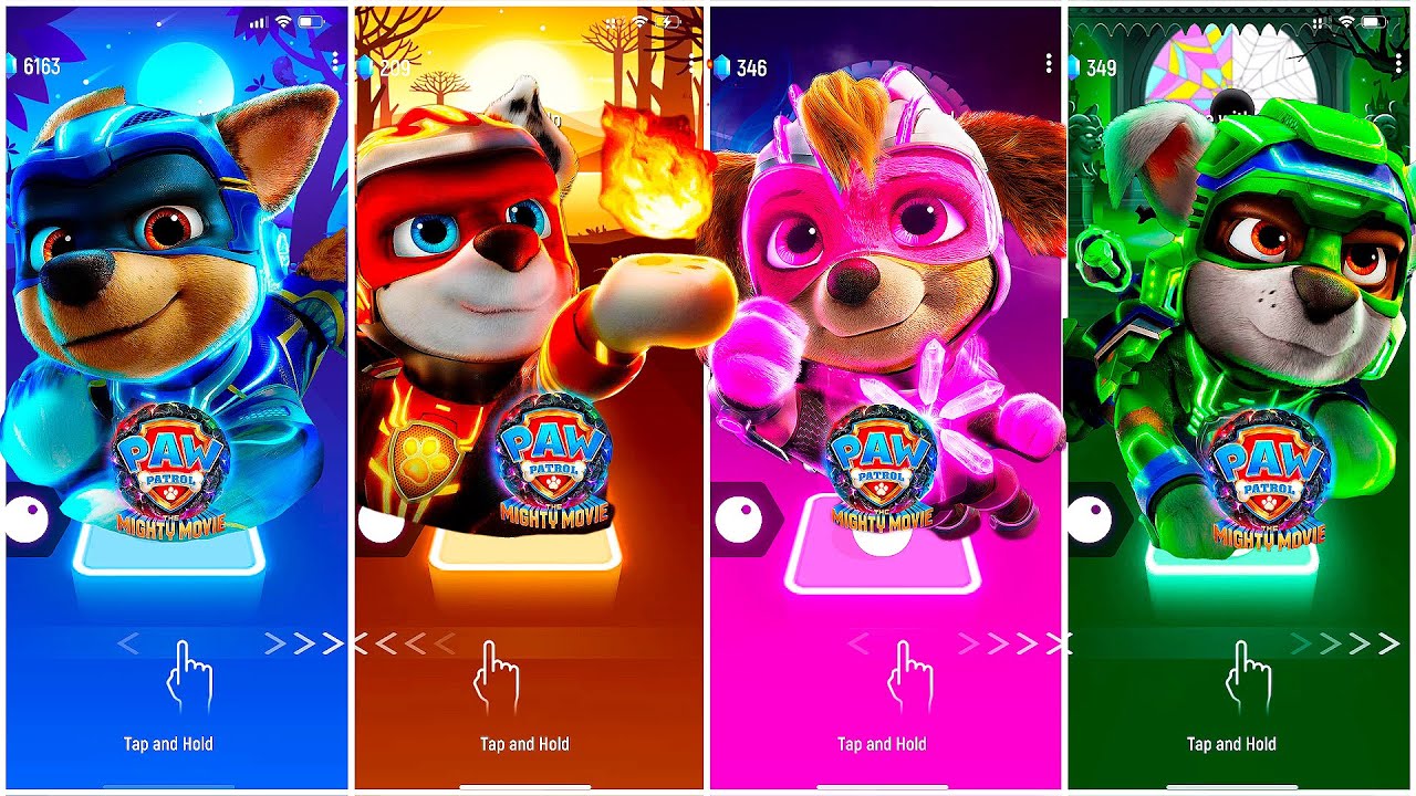 PAW PATROL: CHASE VS MARSHALL VS SKYE VS ROCKY 🎶 Tiles Hop EDM RUSH ...