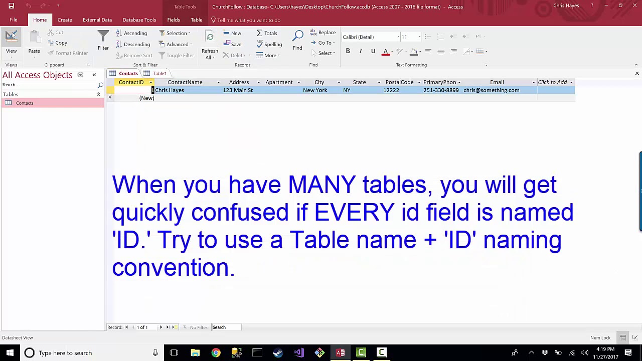 Church Database In Access Part 5 - Creating Another Table - YouTube