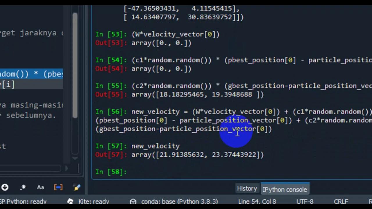 psp05 Update location pada Particle Swarm Optimization di python - YouTube