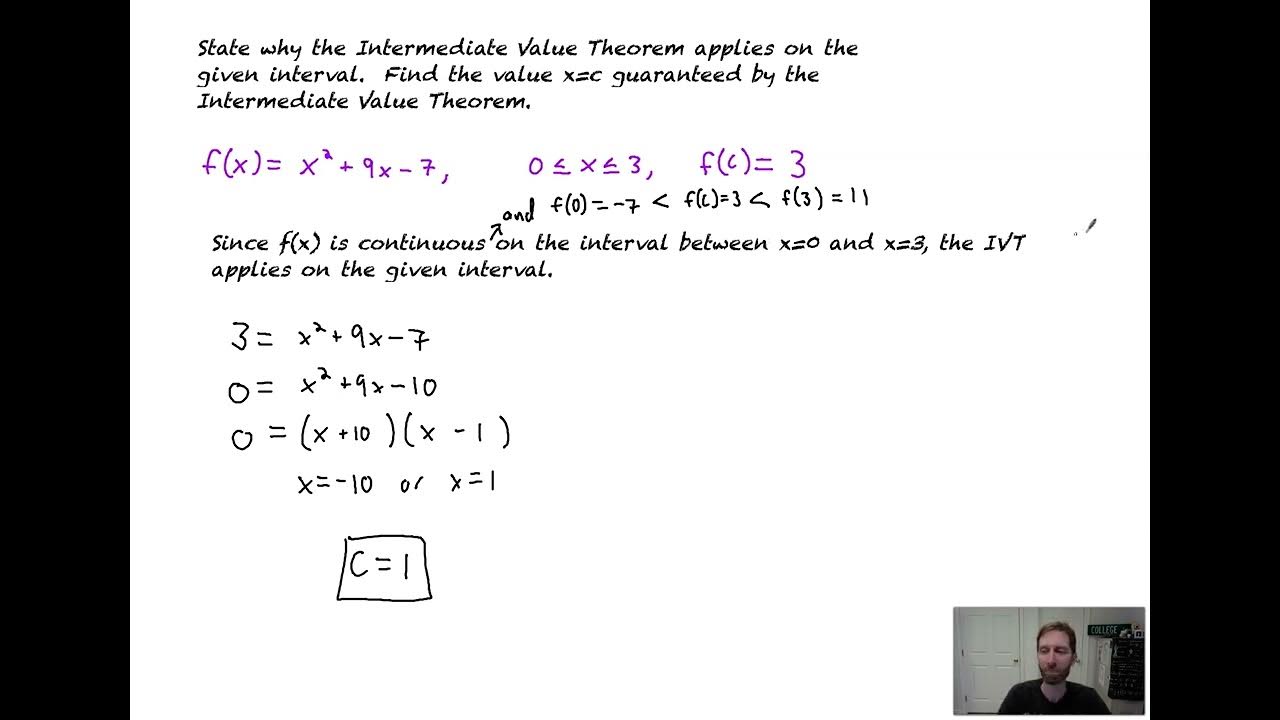 The Intermediate Value Theorem - YouTube