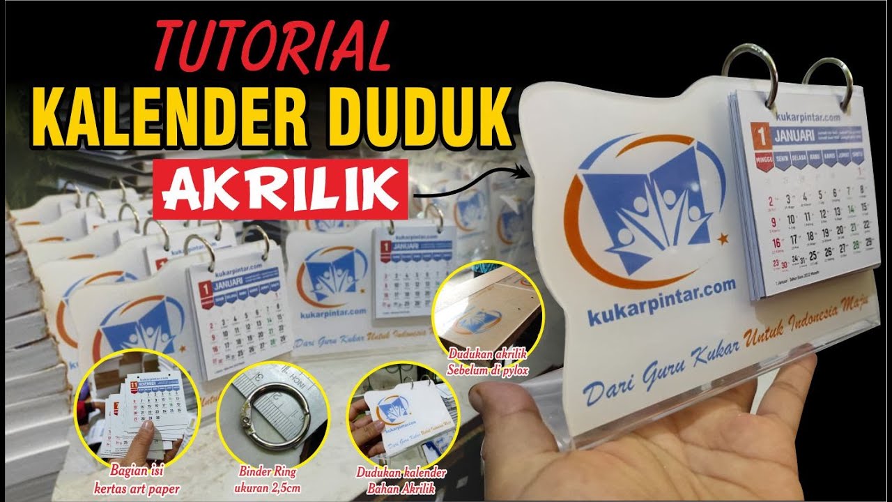 TUTORIAL CARA BUAT KALENDER DUDUK AKRILIK / DIY calendar acrilyc - YouTube