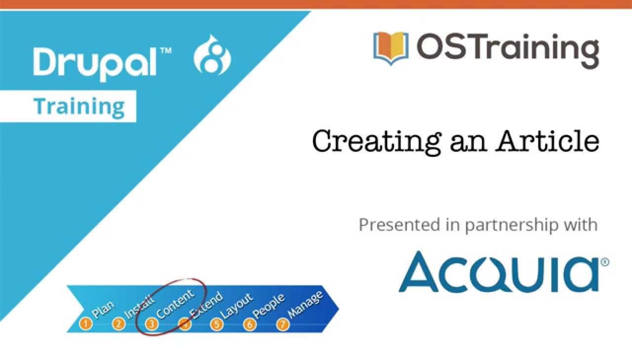 Drupal 8 Beginner, Lesson 17: Creating an Article - YouTube