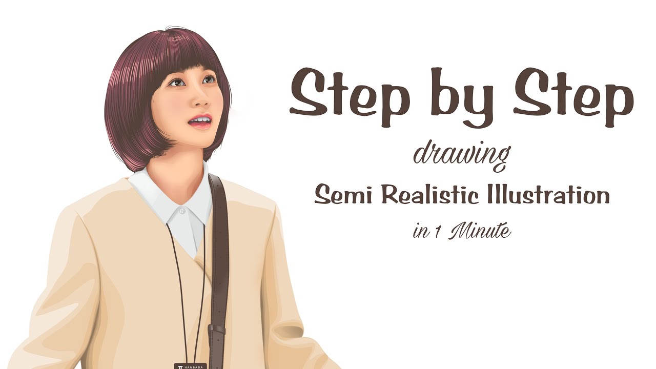 STEP BY STEP DRAWING SEMI REALISTIC ILLUSTRATION IN 1 MINUTE - YouTube