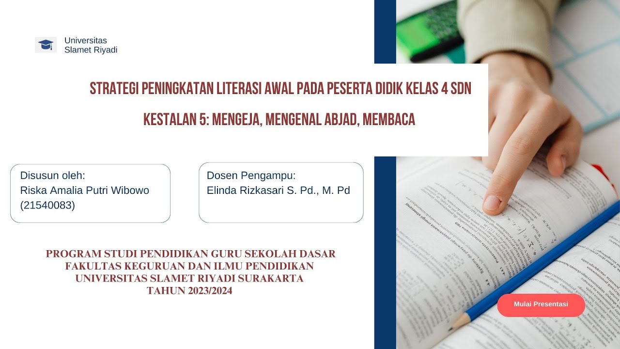 Simulasi Sempro “Strategi Peningkatan Literasi Awal pada Peserta Didik Kelas 4 SDN Kestalan 5 ...