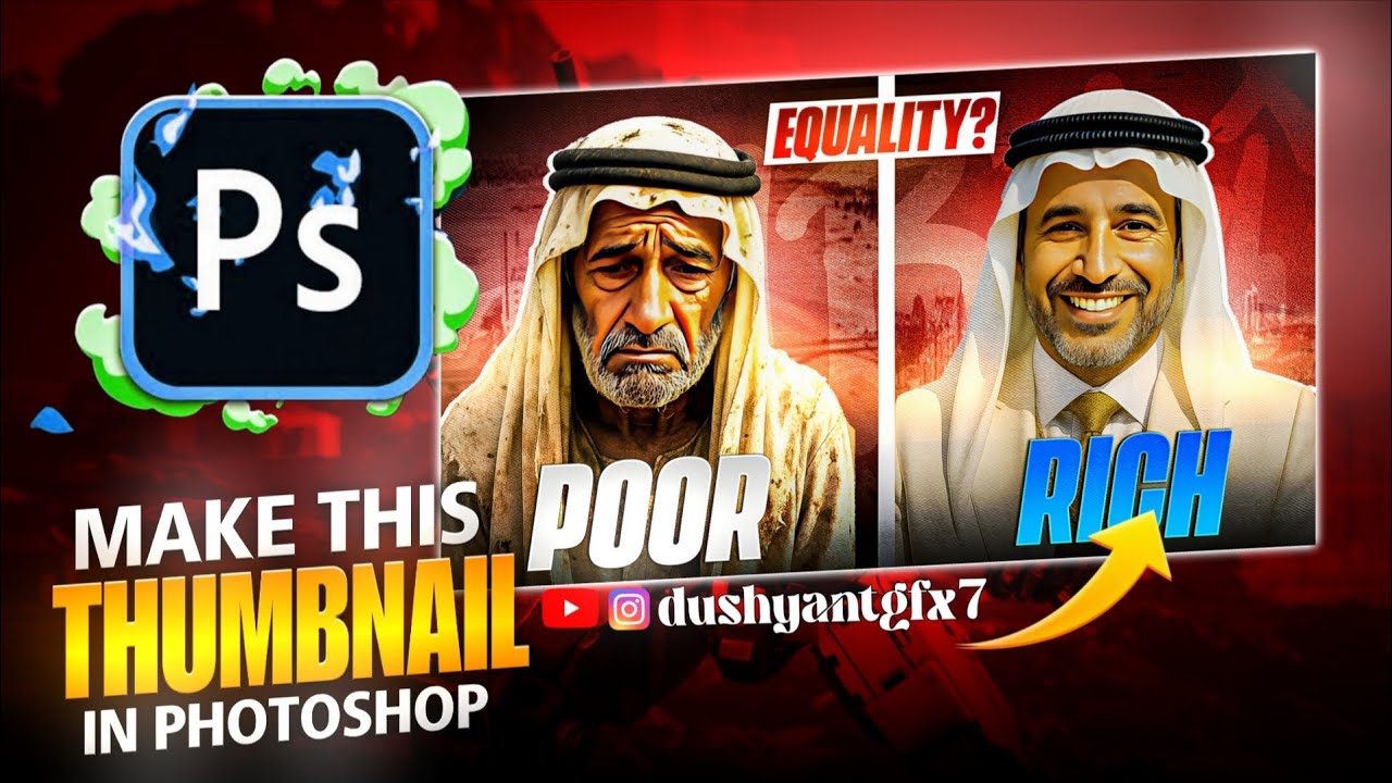 Make Viral POOR vs RICH Thumbnail in Photoshop (For Beginners) - YouTube