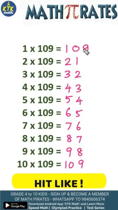 109 Tables in Shortcut method | Learn tables in easy method | Speed math tricks | How to write ...