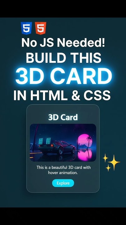 How to make 3D Card animation using HTML CSS Only |2/100 challenge - YouTube