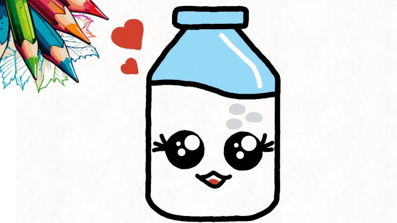 How to draw a cute milk bottle/cute milk bottle drawing painting ...