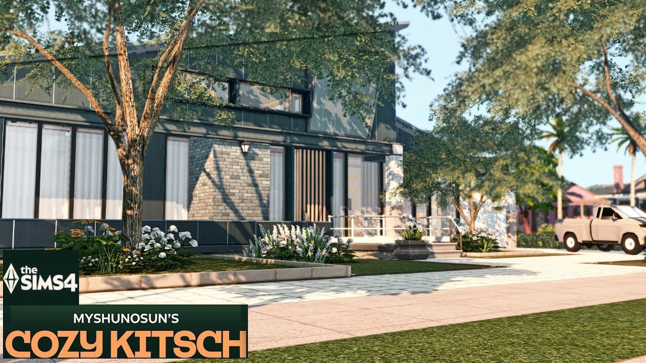 MODERN MID CENTURY HOUSE - (COZY KITSCH KIT) - The Sims 4 // NO CC ...