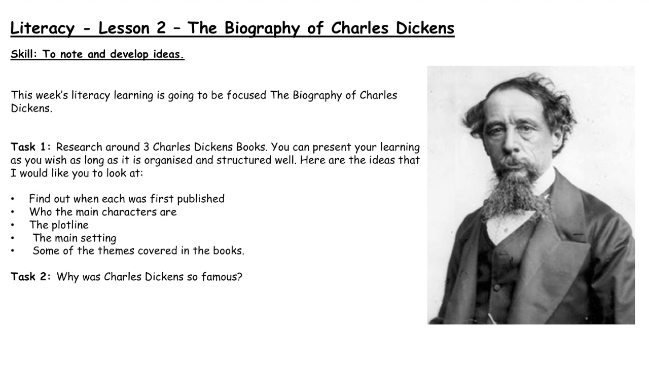 The Biography of Charles Dickens Literacy Lesson 2 - YouTube