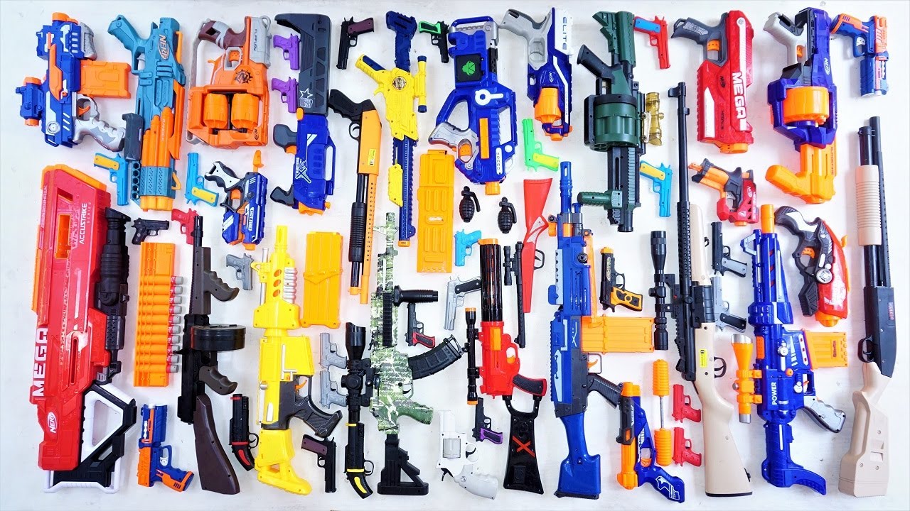 Collecting 7 Sniper Gun THOMSON MACHINE GUN AK47 OTOMATIC GUN NERF MEGA ...