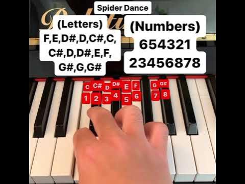 Spider Dance piano tutorial (letters and numbers) - YouTube