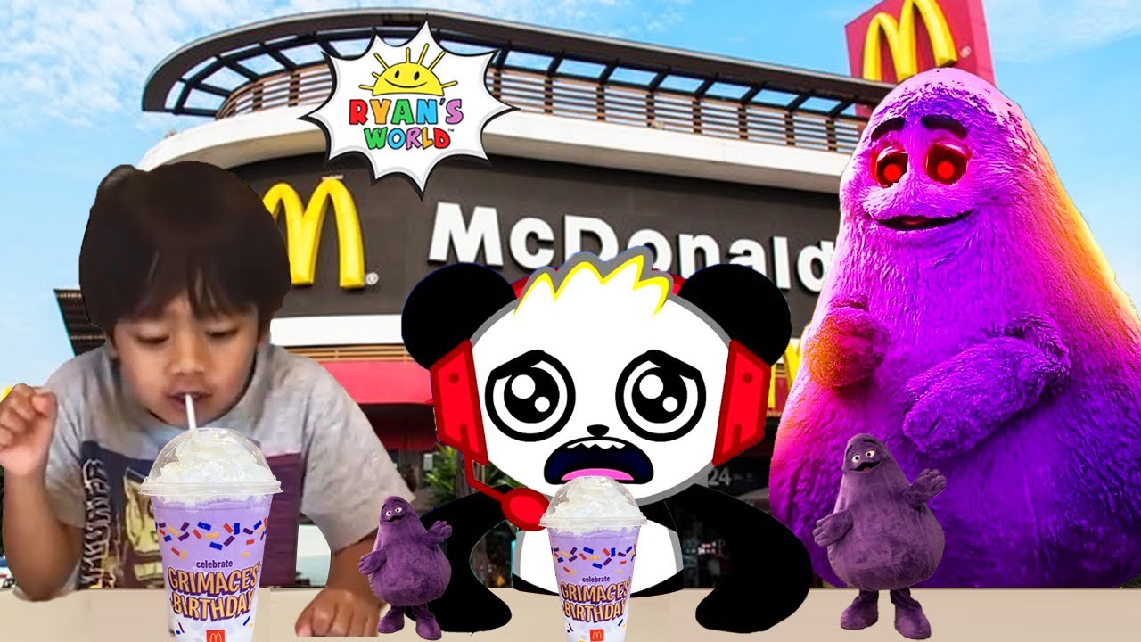 Ryan's World & Combo Panda Tries Grimace Shake Trend in Real Life - YouTube