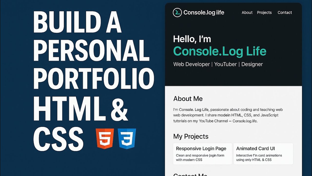 Build a Personal Portfolio Simple Website with HTML and CSS | Console ...