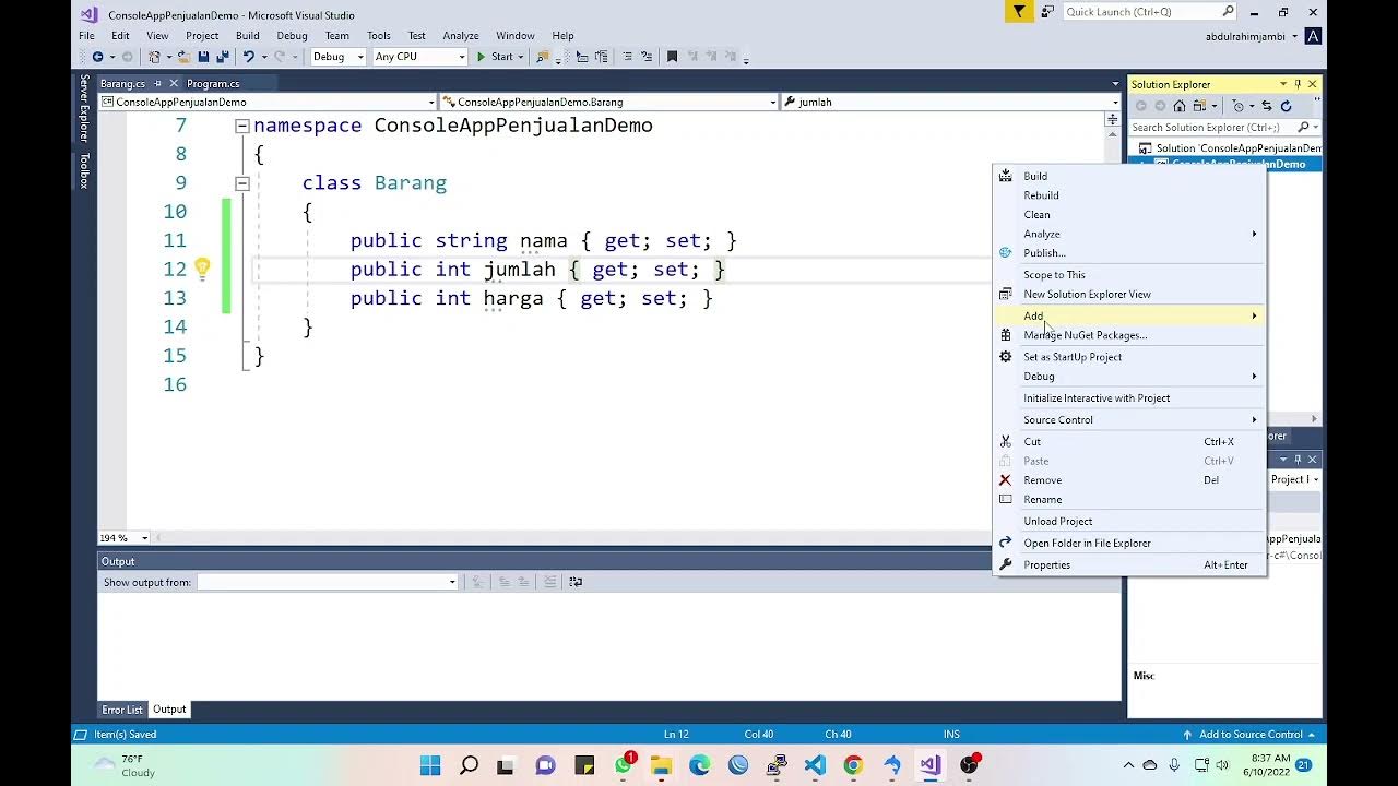 Materi PBO #4-1 Latihan Membuat Class dan Property Aplikasi Sederhana ...