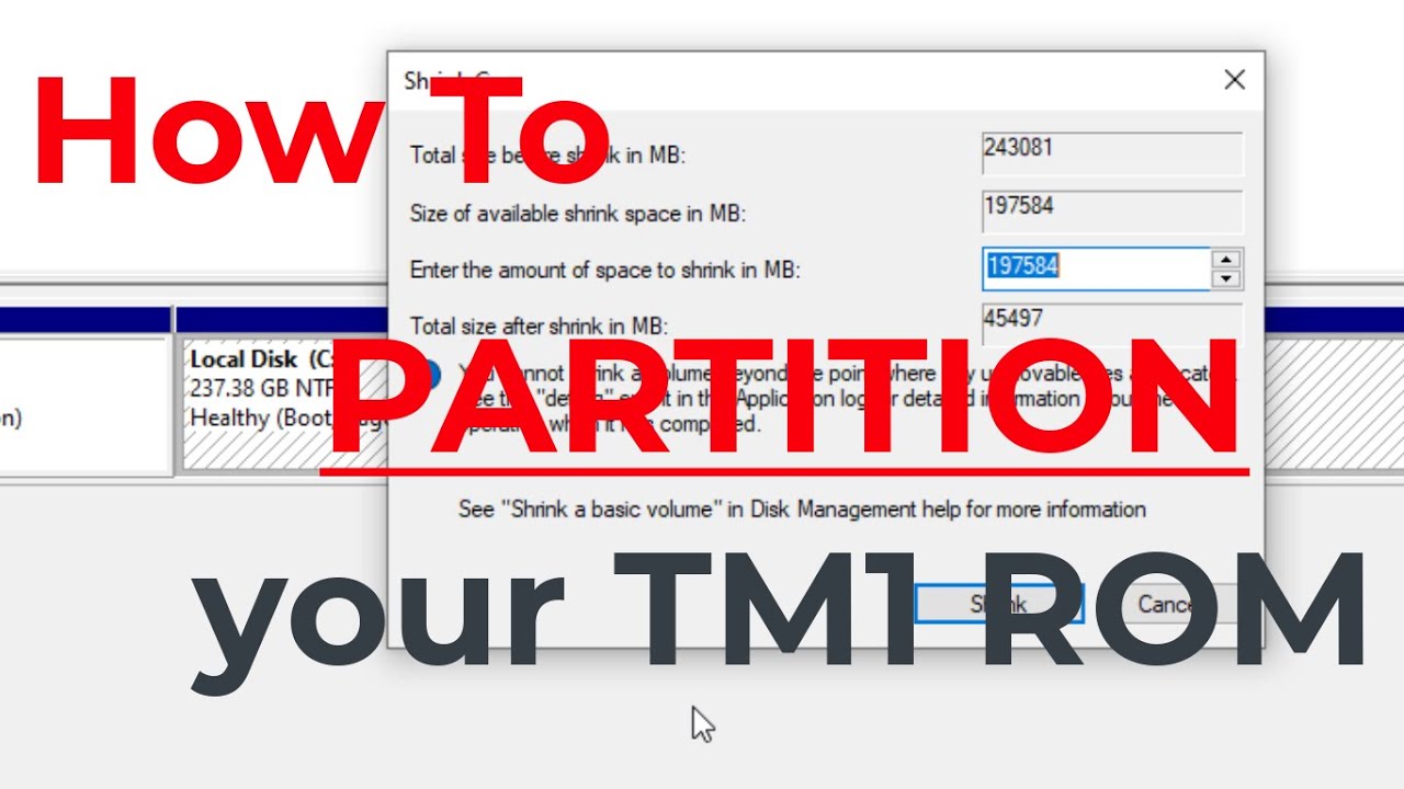 how to partition Your TM1 Laptop SSD - YouTube
