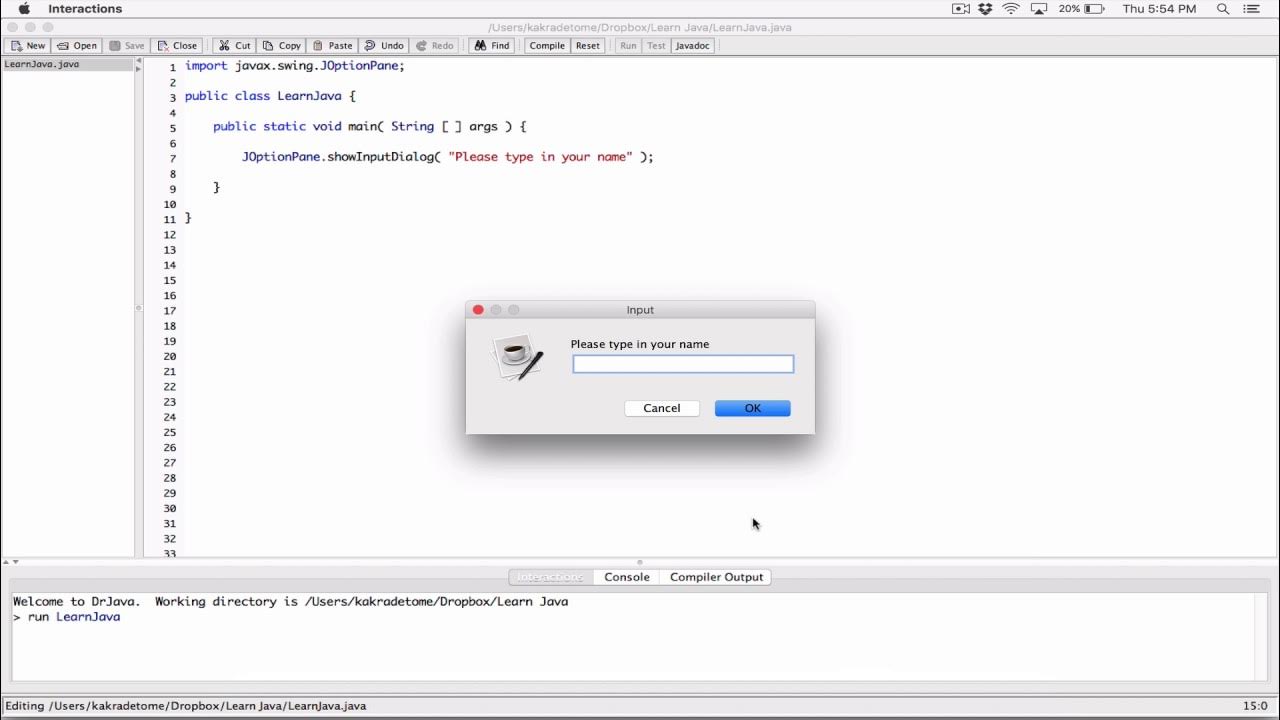 61. Dialog boxes: JOptionPane.showInputDialog() - Learn Java - YouTube