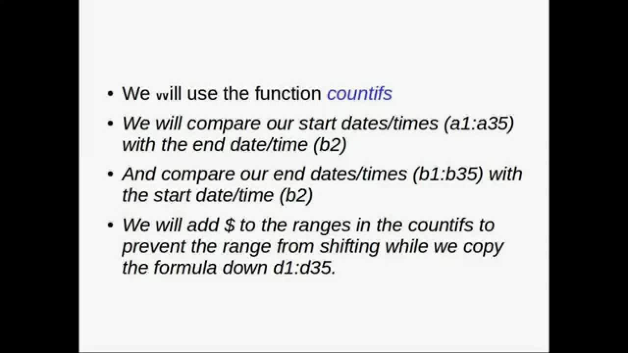 Finding Overlapping Dates In Excel Or LibreOffice Calc YouTube Finding Overlapping Dates In Excel Or LibreOffice Calc YouTube