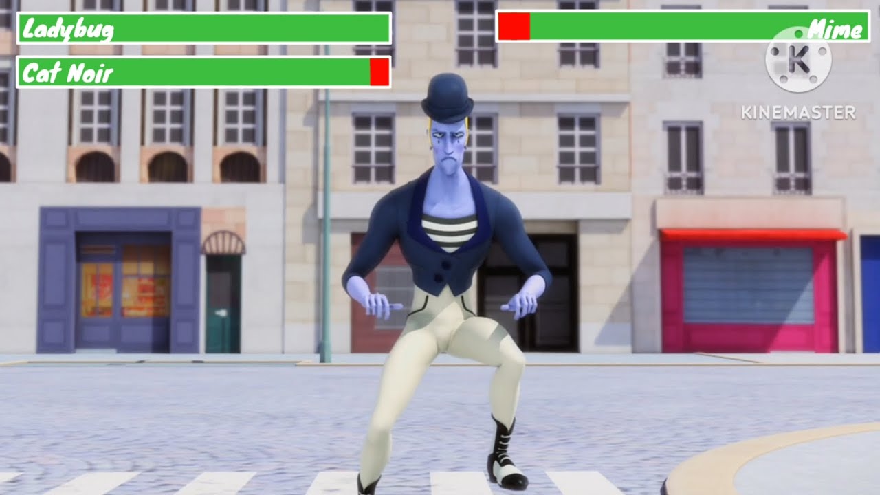 LADYBUG AND CAT NOIR VS MIME WITH HEALTHBARS | HD | Miraculous Ladybug ...
