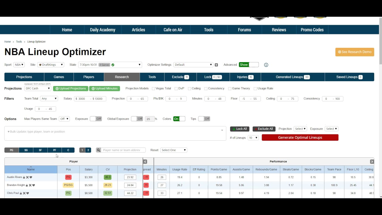 Research Demo - NBA Lineup Optimizer - YouTube