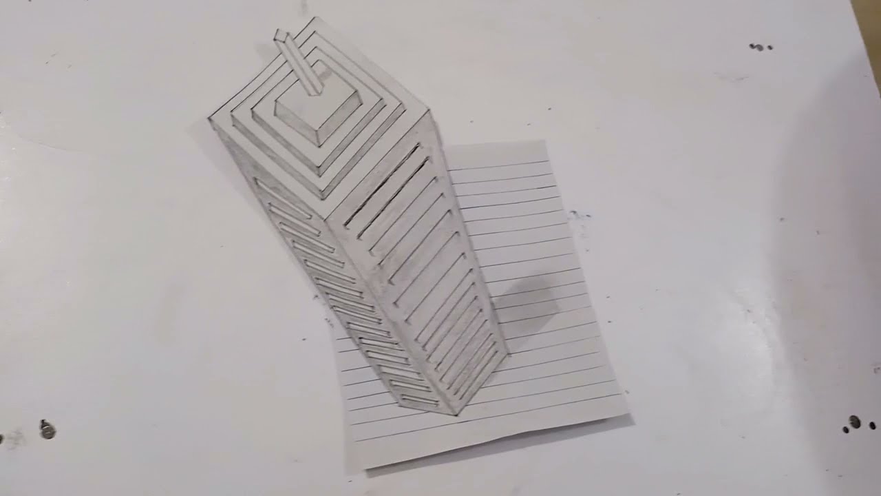 drawing 3d building kisa banya |how to draw 3d bulding on paper ...
