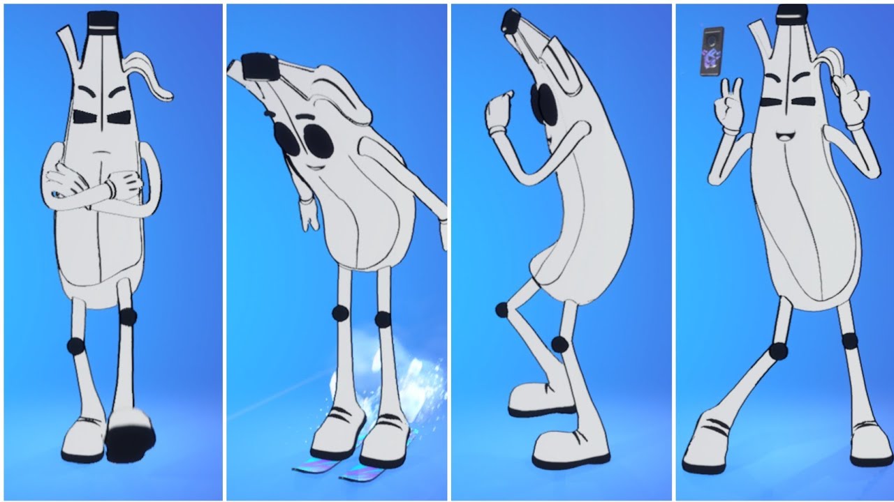 Fortnite Toon Peely Skin Showcase With Icon Series Dances & Emotes ...