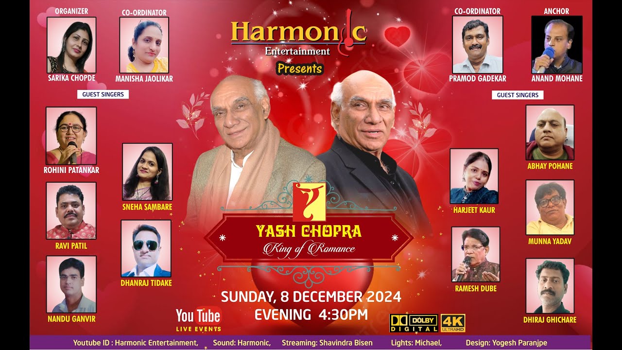 HARMONIC ENTERTAINMENT PRESENTS " YASH CHOPDA -KING OF ROMANCE " - YouTube