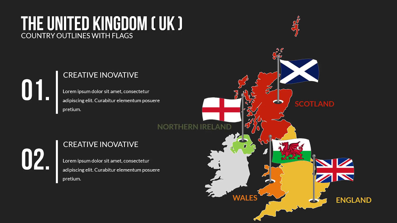 Animation - United Kingdom of Great Britain and Ireland Map PowerPoint ...