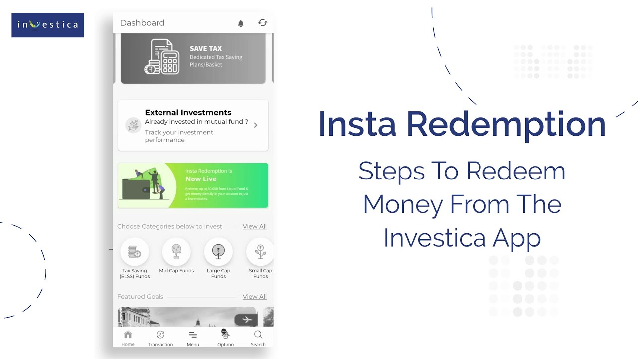 Steps To Use The Insta Redemption Feature In Investica - YouTube