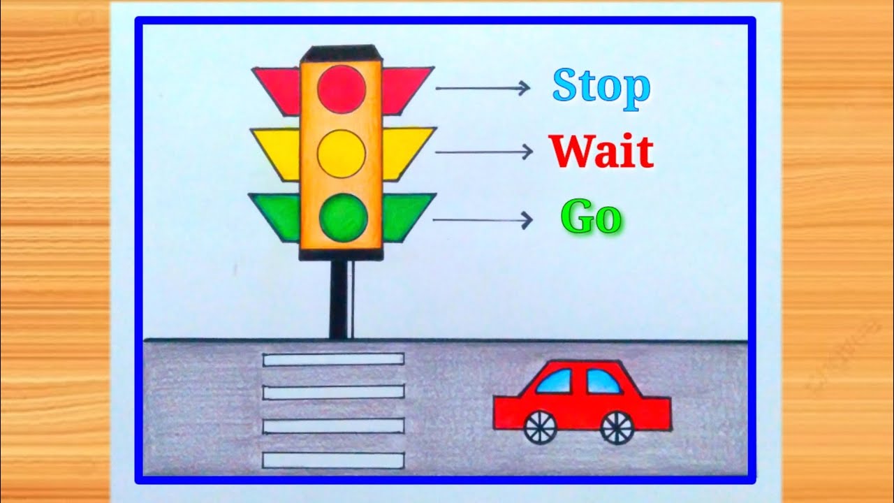 How to Draw Traffic Light Easy / Traffic Signal Drawing /Road Safety ...