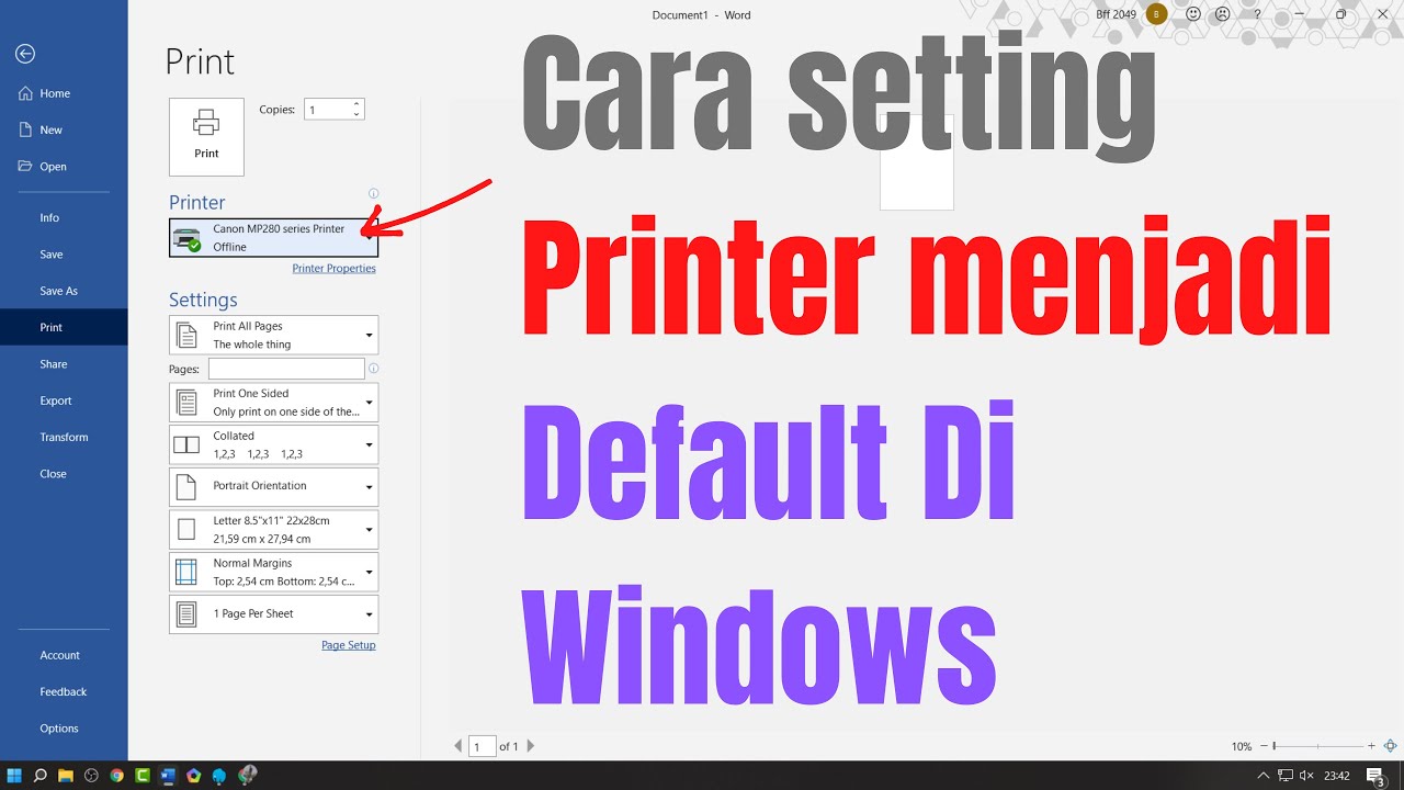Cara setting Printer menjadi Default Di Windows - YouTube