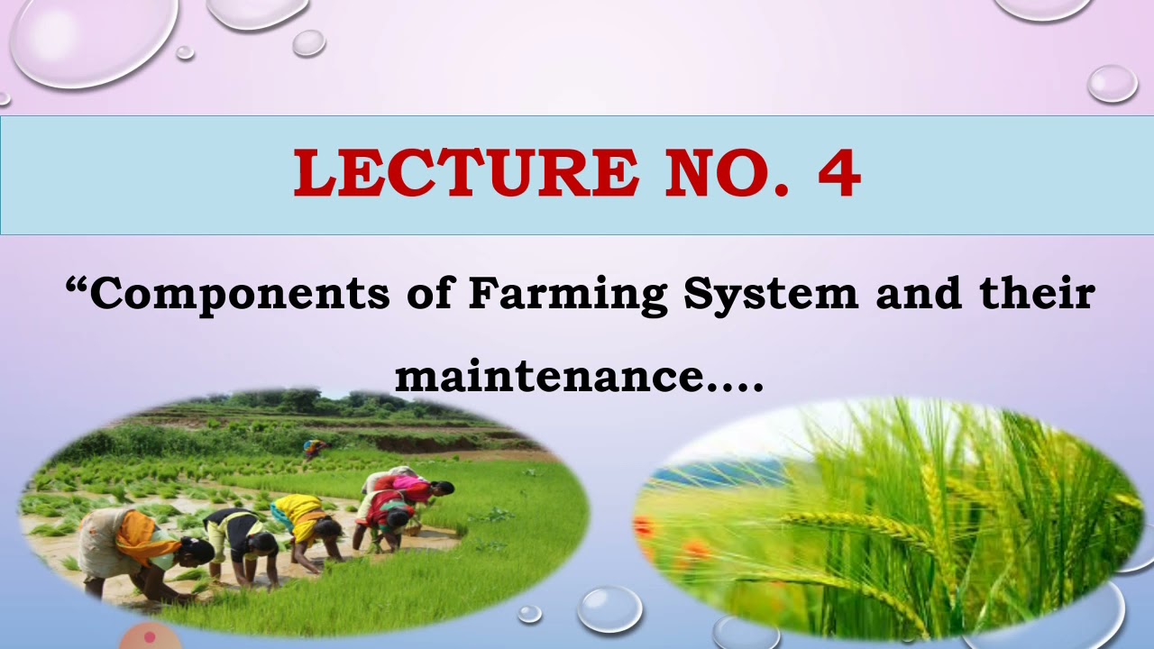 Lect. No 4. Components of Farming System & their Maintenance - YouTube