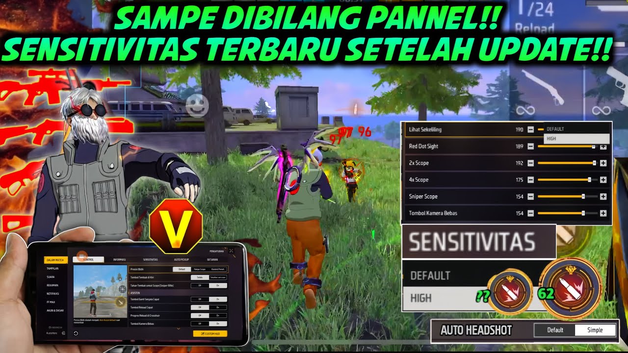 SETELAH UPDATE‼️100% HEADSHOT SEMUA SENJATA⚙️📲CARA SETTING KONTROL & SENSITIVITAS FF AUTO ...