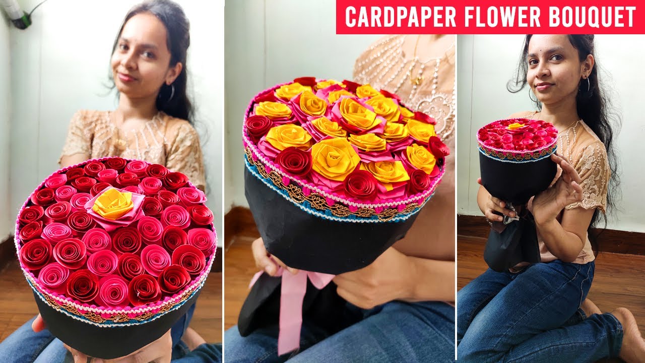 How To Make Beautiful Paper Rose Flower Bouquet | DIY Paper Craft - YouTube