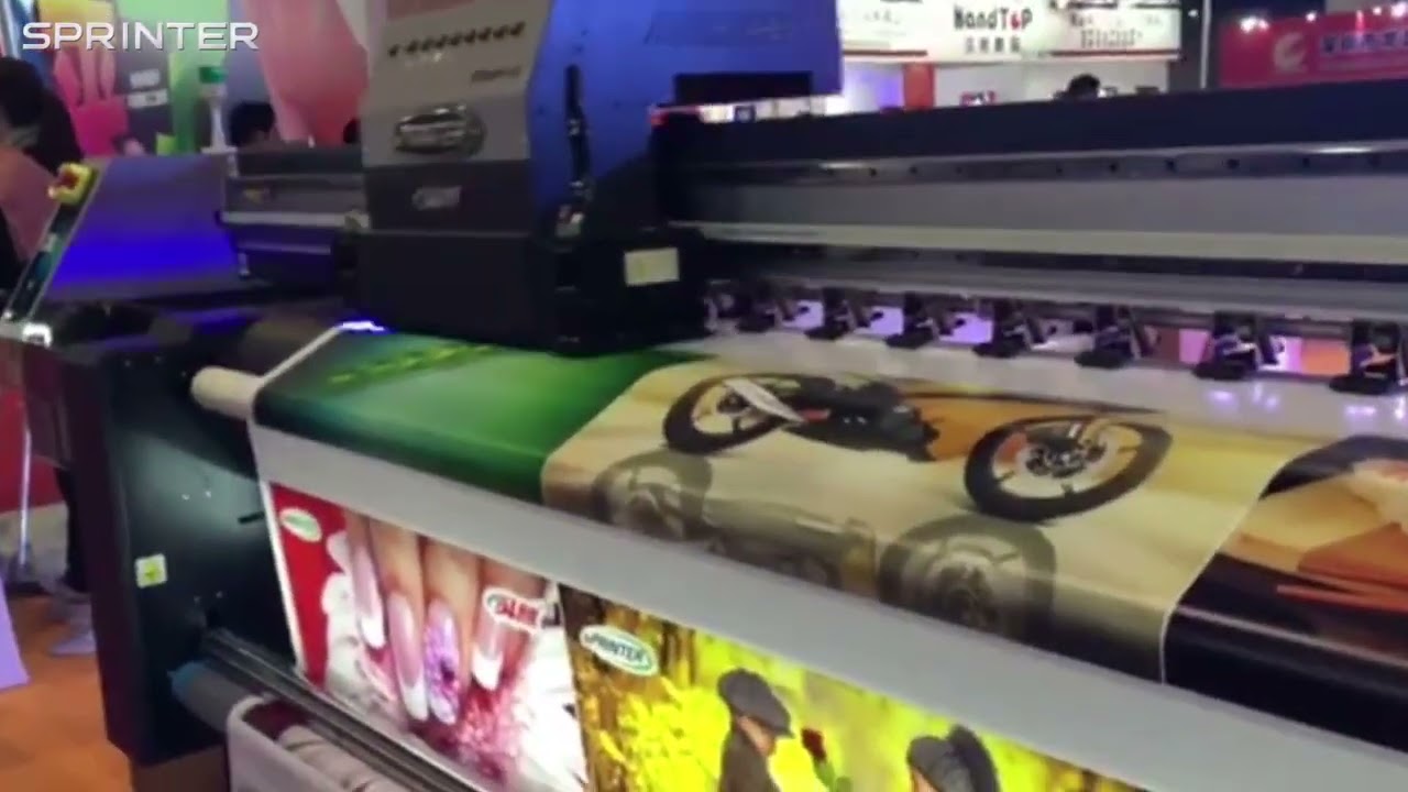 Sprinter UV roll to roll pinch roller type printer - YouTube