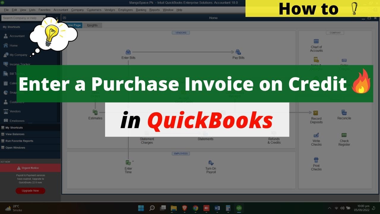 How to Enter a Purchase Invoice on Credit in QuickBooks Desktop - YouTube