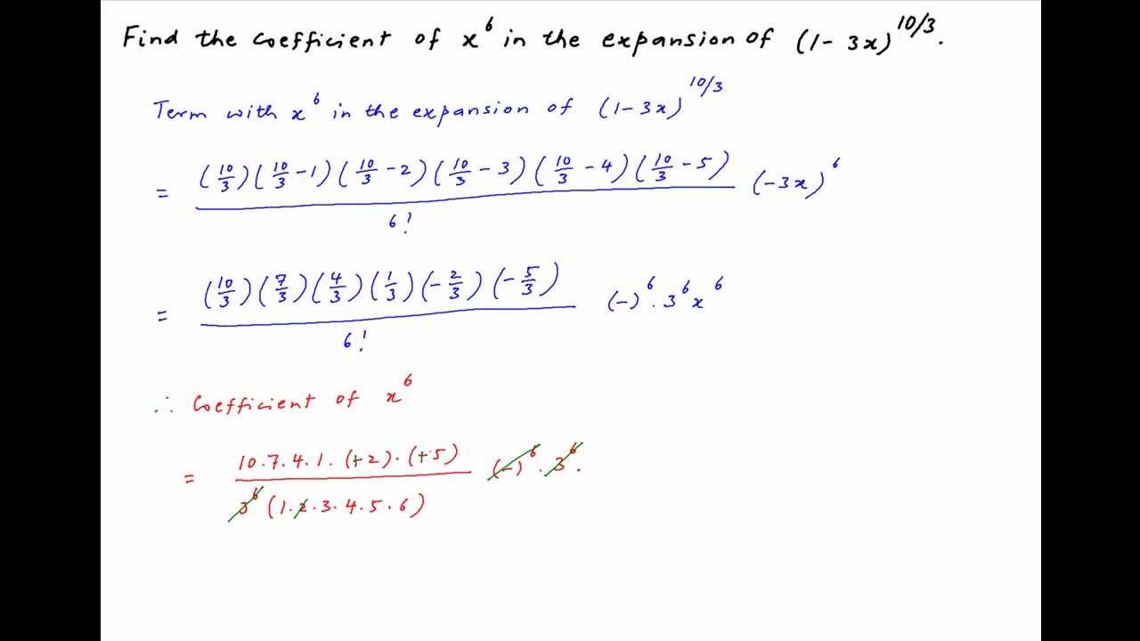 Find Coefficient Of X Raised To Power 6 In Expansion Of 1 3x Raised