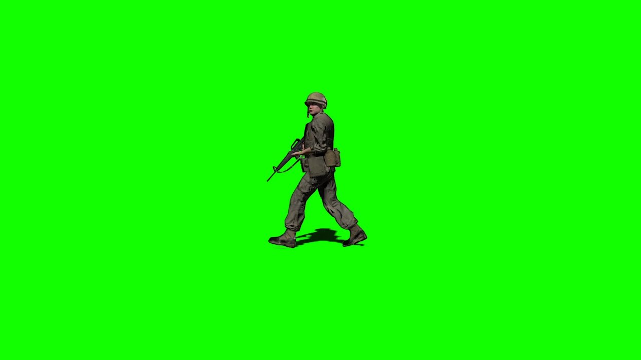US soldier of Vietnam war with M16 move (1) green screen - YouTube
