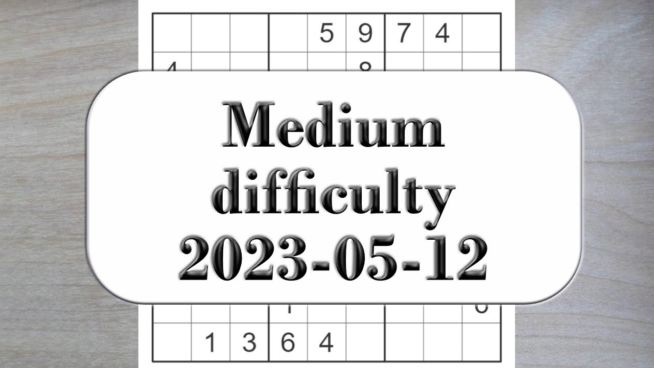 A nice albeit not too easy, medium difficulty sudoku - YouTube