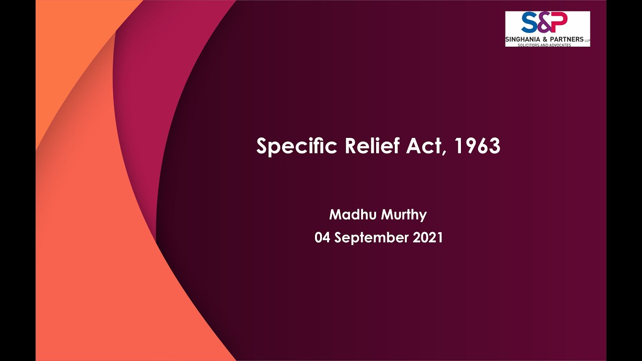 Specific Relief Act, 1963 - YouTube